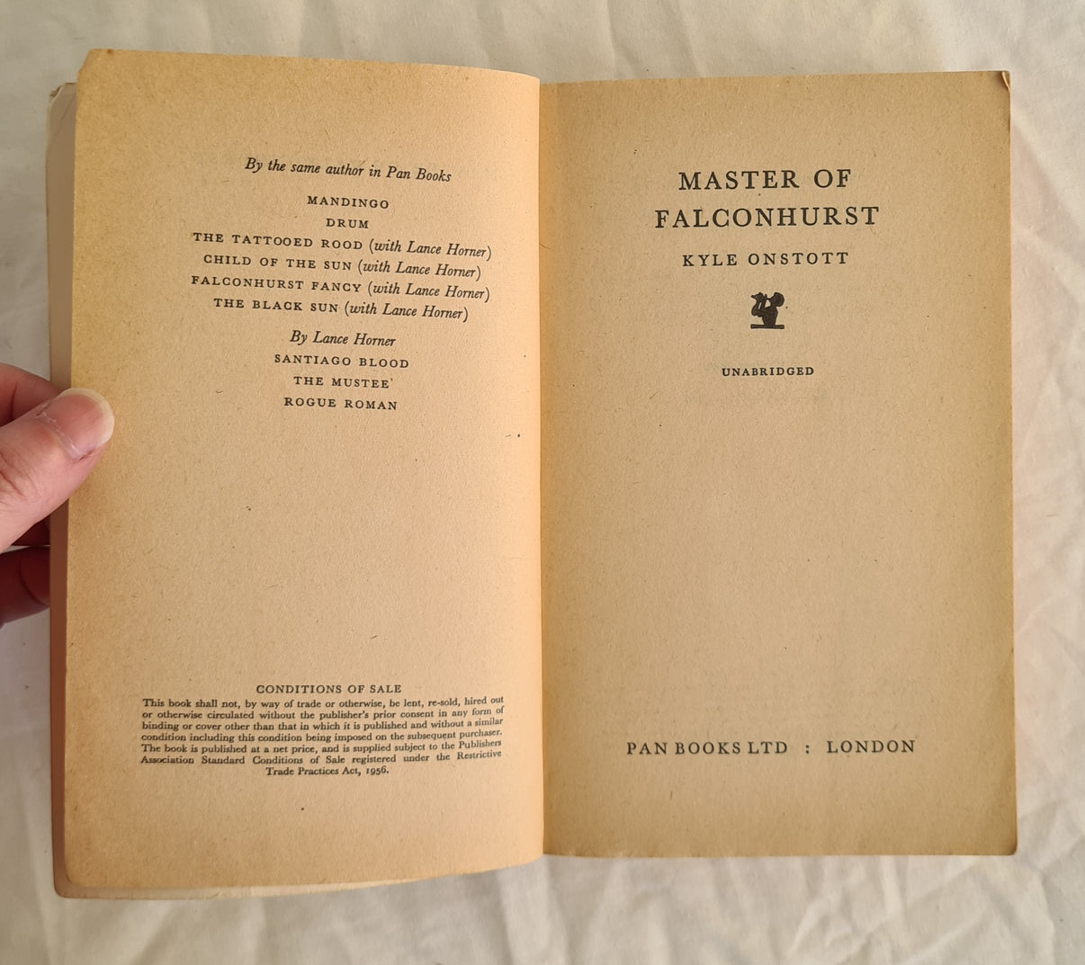 Master of Falconhurst by Kyle Onstott – Morgan's Rare Books