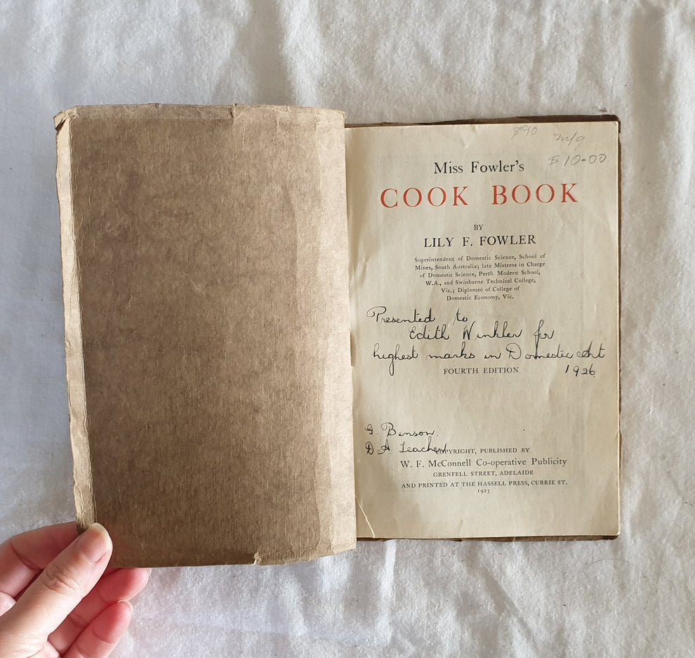 Miss Fowler's Cook Book by Lily F. Fowler – Morgan's Rare Books